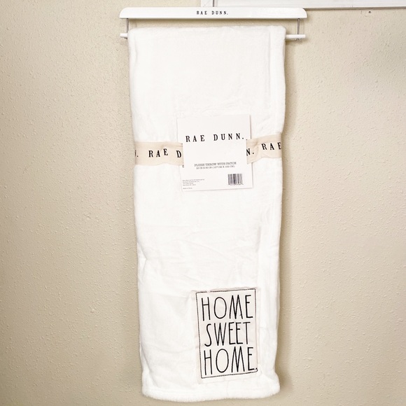Rae Dunn | Bedding | Rae Dunn Plush Throw Home Sweet Home Patch | Poshmark